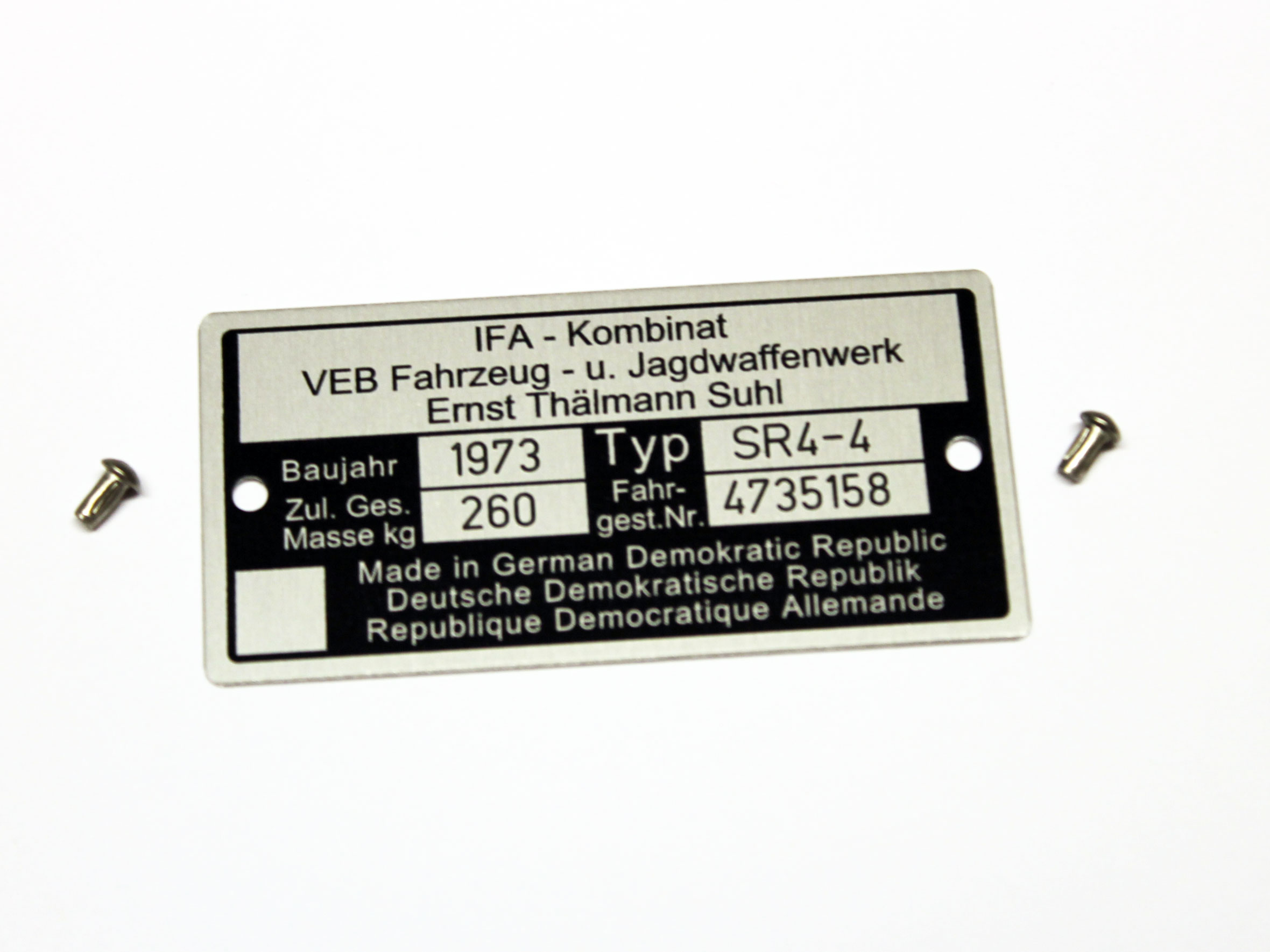 Typenschild nach Ihren Angaben graviert | Typenschilder ...